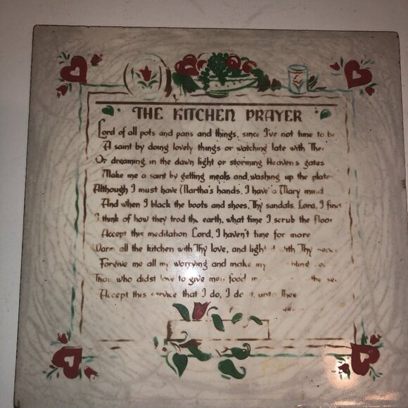 Kitchen | Vintage Kitchen Prayer Tile 6 X6 Lettering Is Worn Used ...